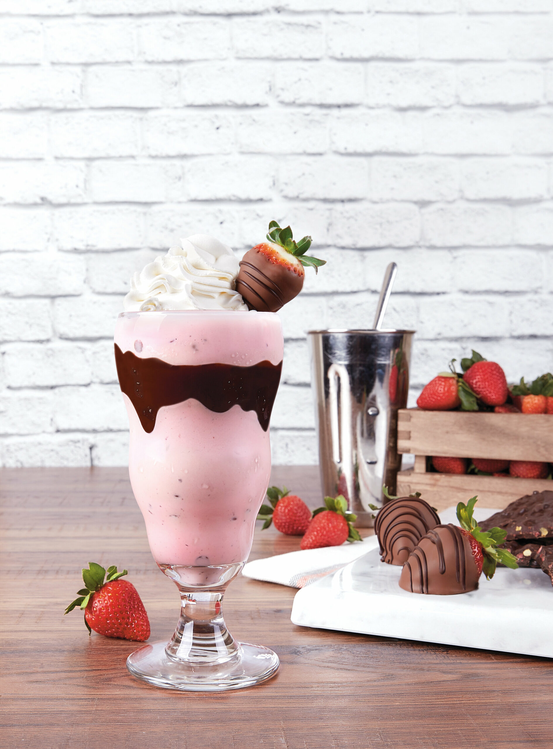 The Milkshake Factory's Boozy Chocolate-Dipped Strawberry Milkshake