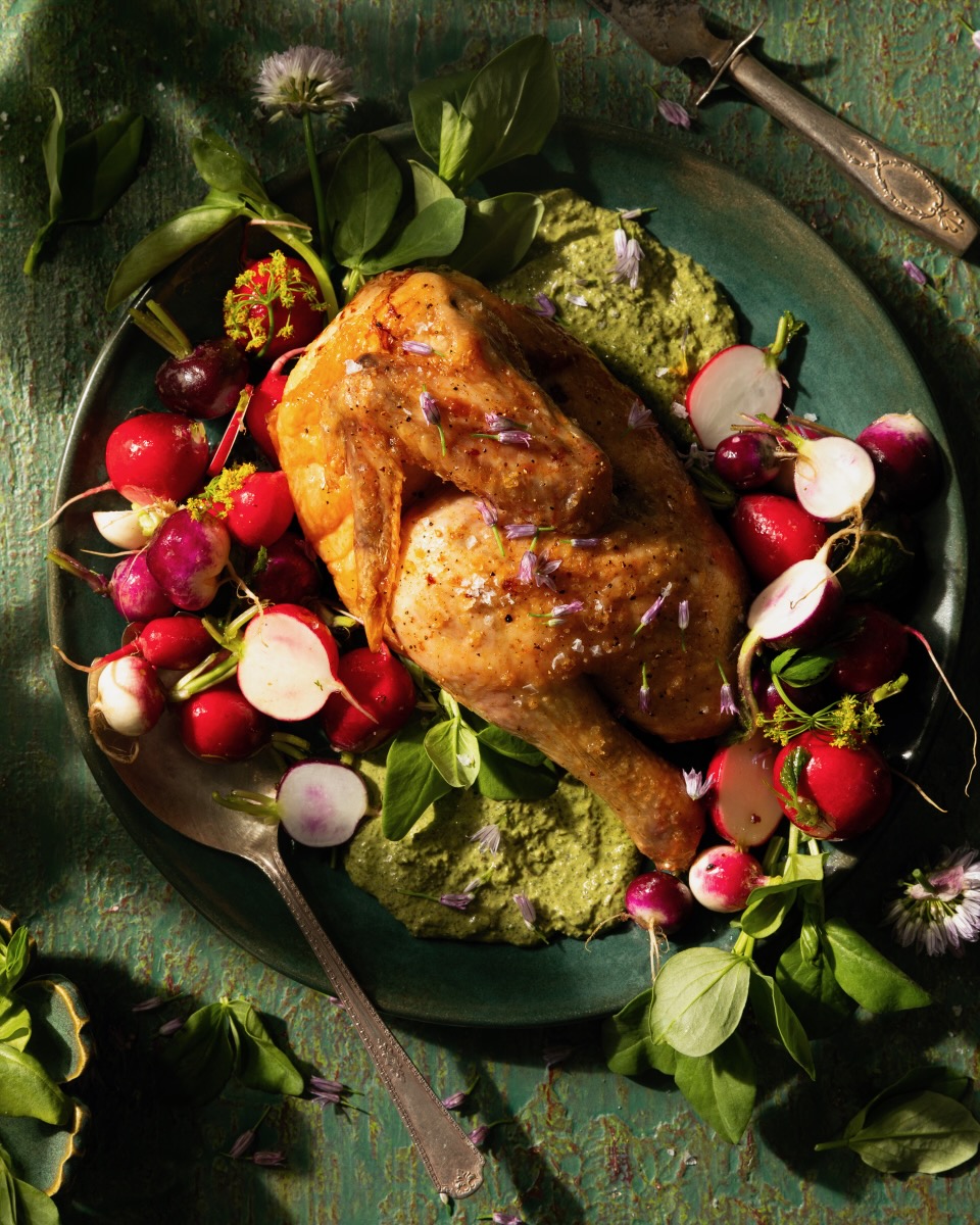 Spring Chicken with Fava Shoot Pesto - Table Magazine